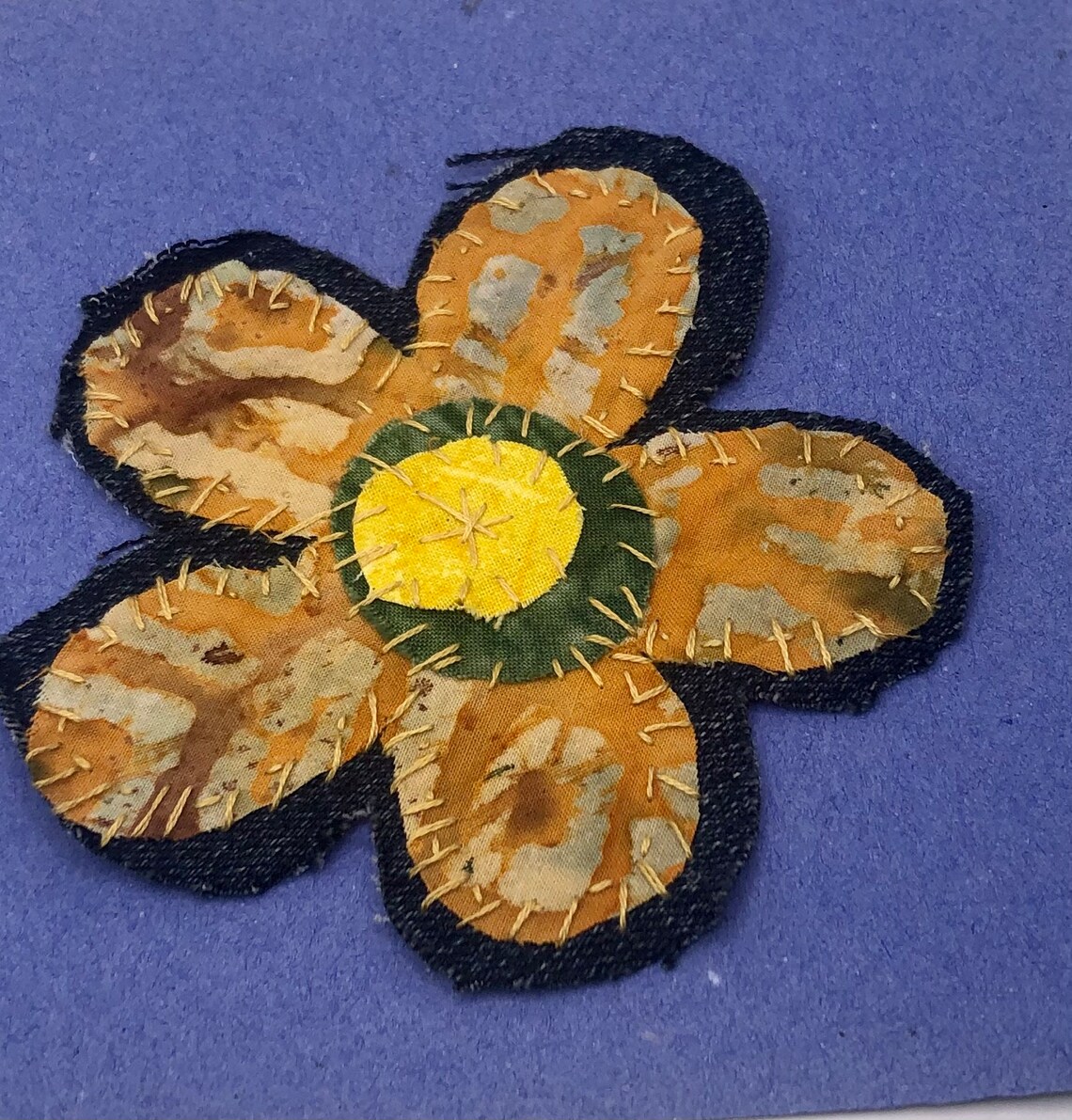 Cotton Hand Stitched BOHO FLOWER Denim PATCH Boho Hippie Flower Patches ...