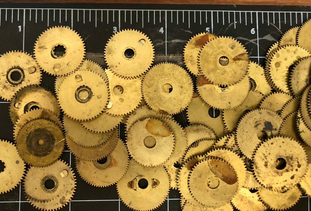 5 Real Brass Authentic Flat Gears, Steam Punk Gears, Vintage Gears. - Etsy
