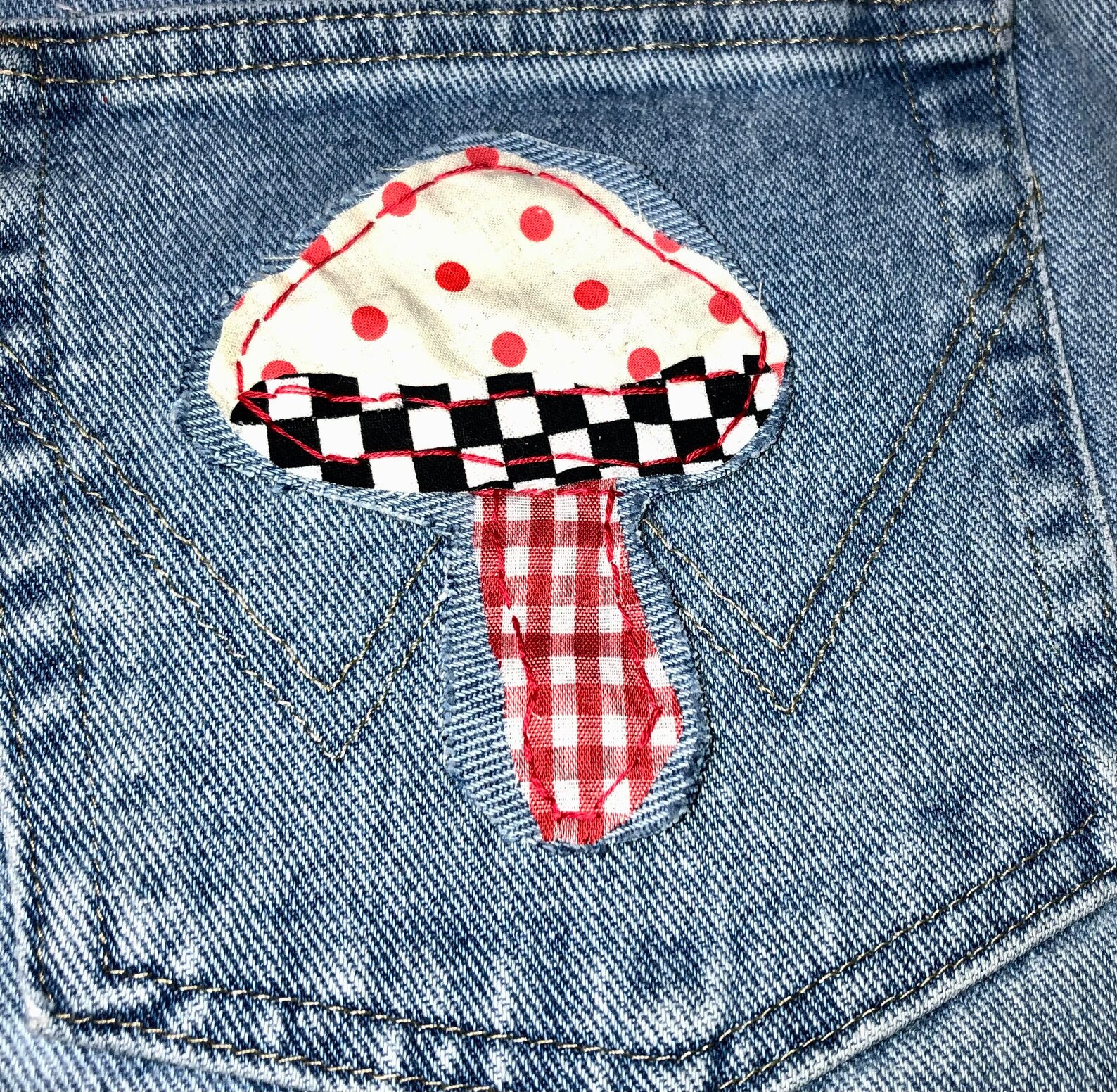 Magic Mushrooms Hand Stitched BOHO Denim PATCH Boho Hippie Patches ...
