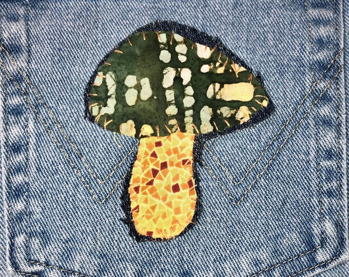 Hand Stitched BOHO Mushroom Denim PATCH Boho Hippie Patches Handmade ...