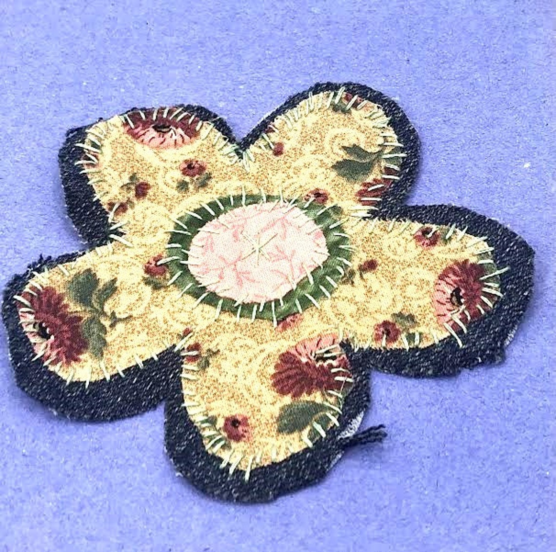 Hand Stitched BOHO FLOWER Denim PATCH Boho Hippie Flower Patches ...