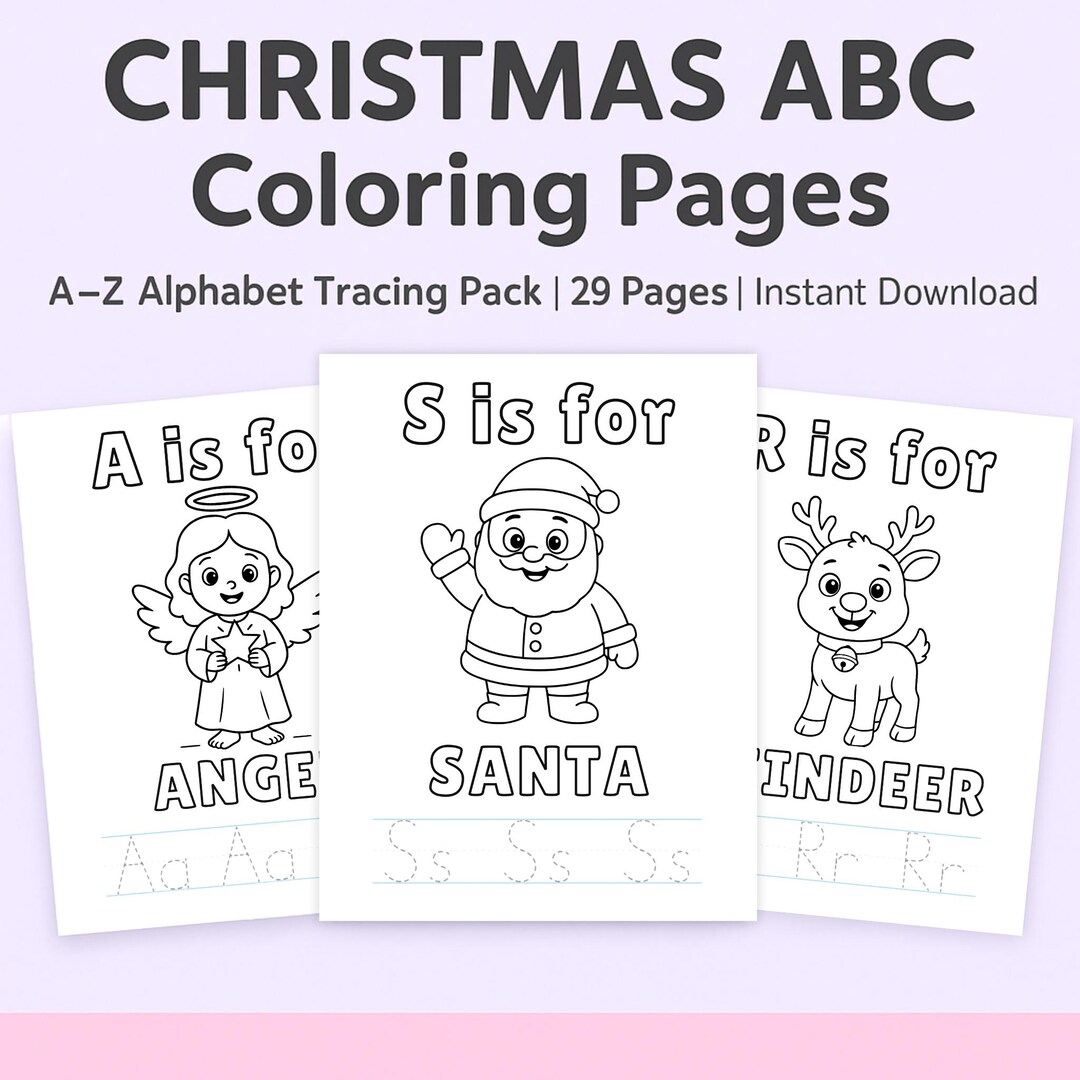 Christmas Alphabet Coloring Pages | A-Z ABC Tracing Worksheets for Kids ...