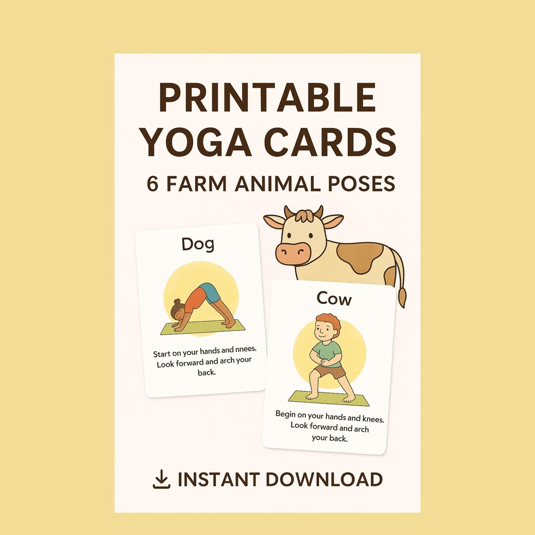 Farm Animal Yoga Cards for Kids: Preschool Movement & Mindfulness (PDF ...