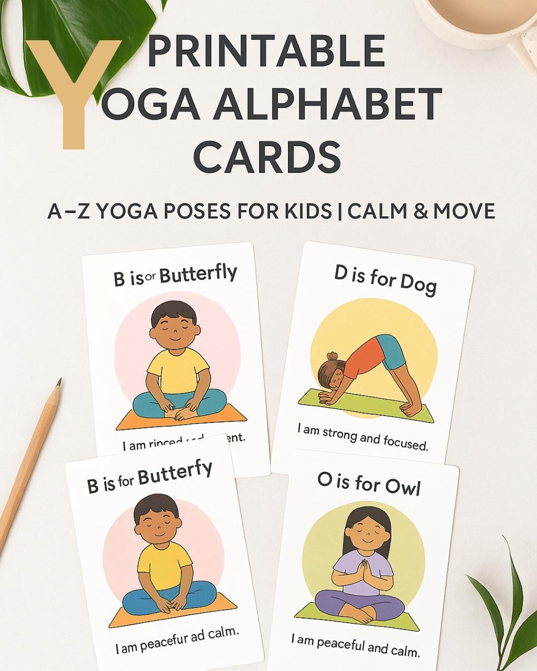Yoga Alphabet Cards for Kids – A to Z Printable Flashcards for ...