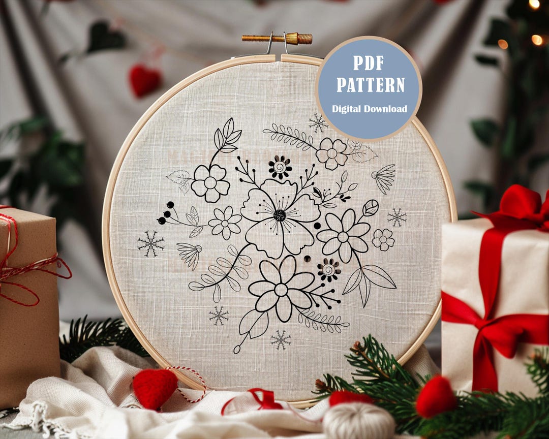 Simple Flower Hand Embroidery Pattern, Botanical Wildflower Embroidery ...