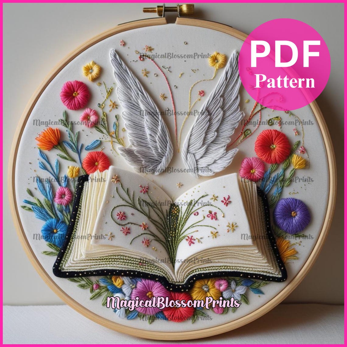 Floral Book Embroidery Pattern PDF, Easy Floral Embroidery Templates ...
