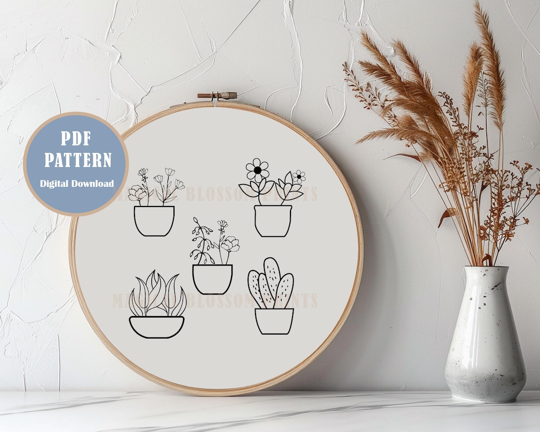 Botanical Hand Embroidery Pattern: Plants & Flowers (PDF) - Etsy