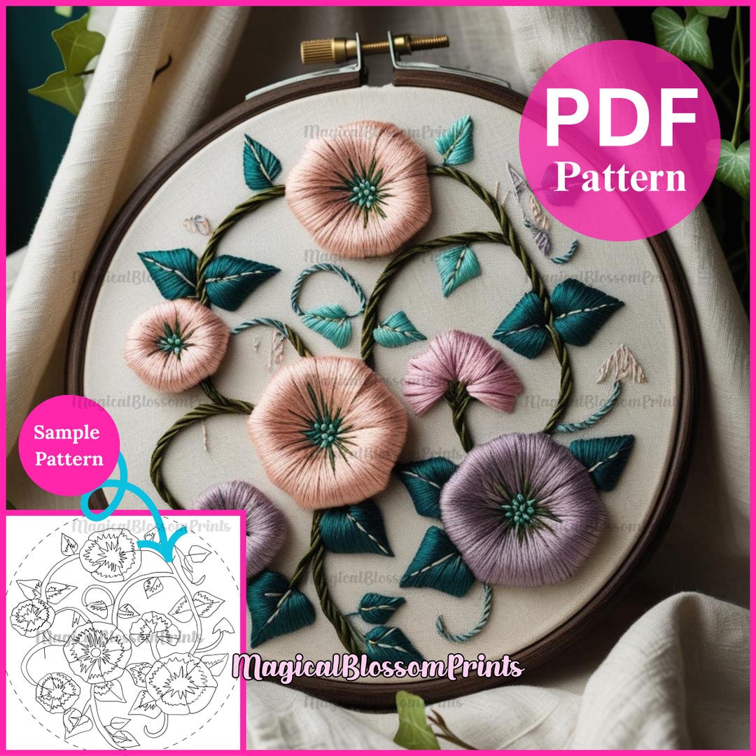 Simple Flowers Hand Embroidery Pattern PDF, Easy Floral Embroidery ...
