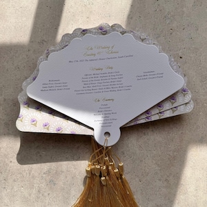 Wedding Program Fans, Customized Wedding Paper Fans, Fans With Tassels, Wedding Favors, Wedding ...