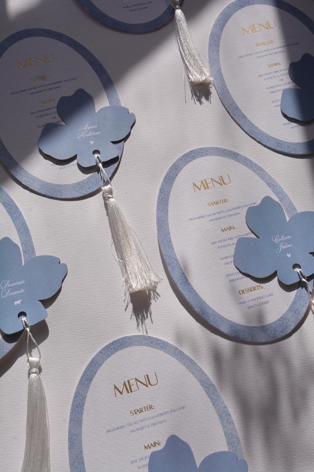 French Inspired Oval Menus | Name Tags | Wedding Stationery | Gold ...