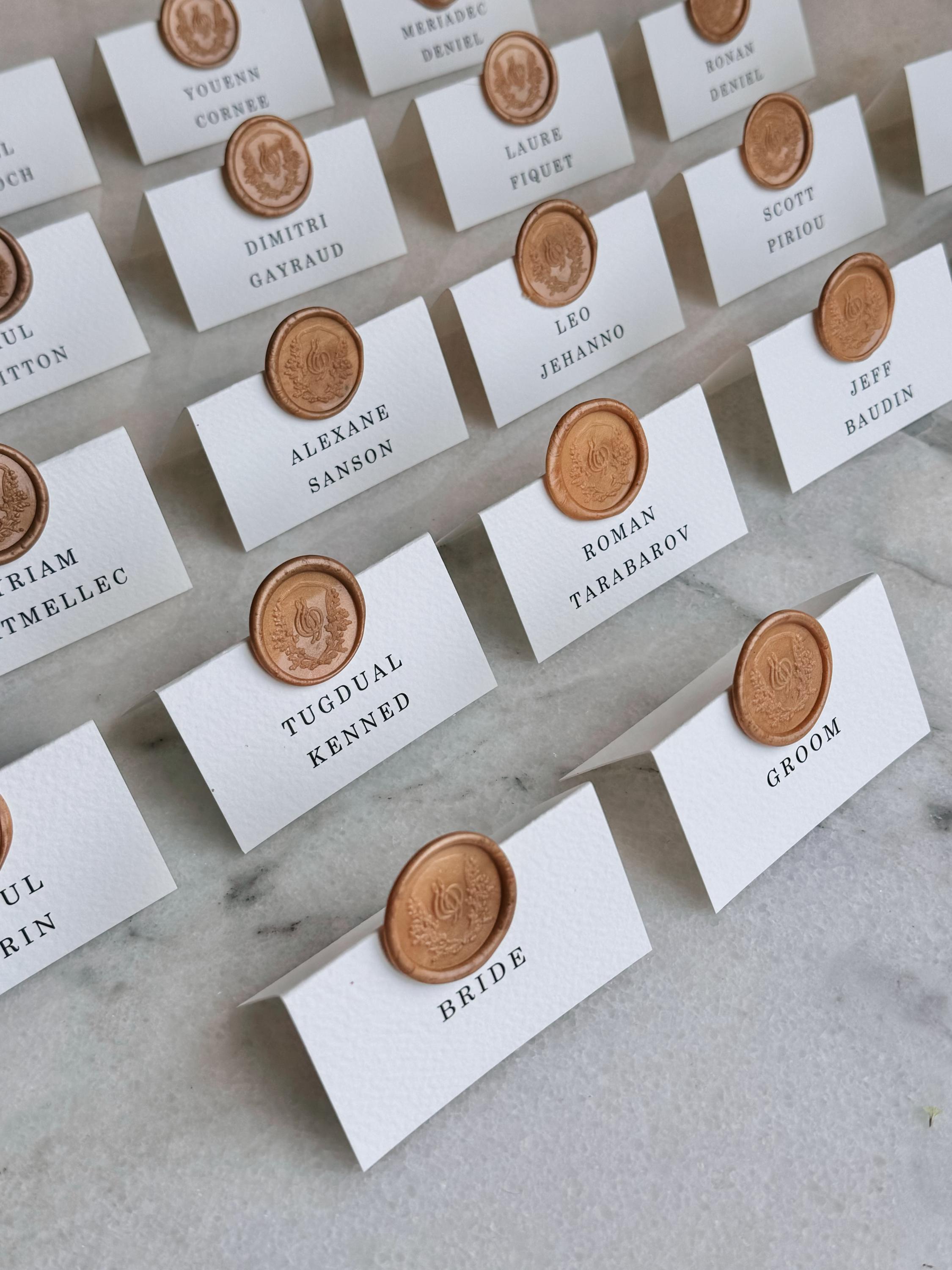 Wax Sealed Name Tags, Wedding Tags, Table Name Tags, Premium Label Tags ...