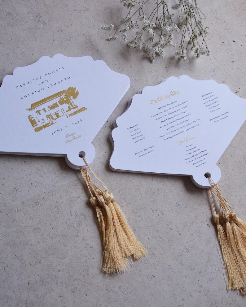 Wedding Program Thick Paper Fans, Printed Wedding Fans, Fans With Tassels, Wedding Favors ...