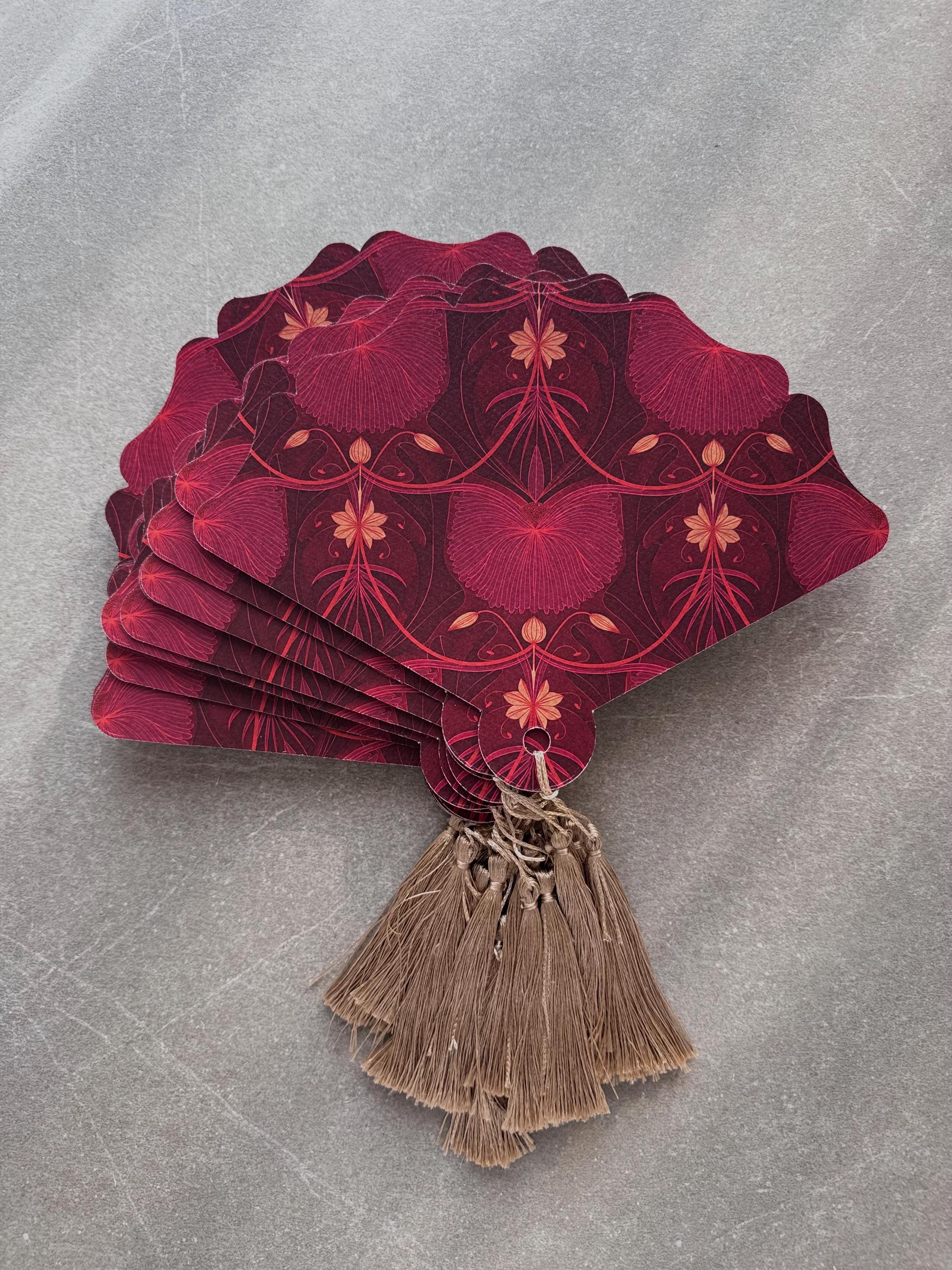 Customized Patterned Burgundy Wedding Paper Fans, Printed Wedding Fans ...