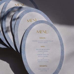 French Inspired Oval Menus | Name Tags | Wedding Stationery | Gold ...