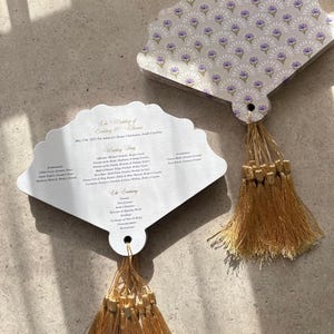 Wedding Program Fans, Customized Wedding Paper Fans, Fans With Tassels, Wedding Favors, Wedding ...