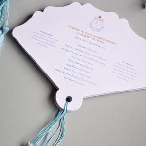 Wedding Program Blue Toile Wedding Paper Fans, Printed Wedding Fans, Fans With Tassels, Wedding ...