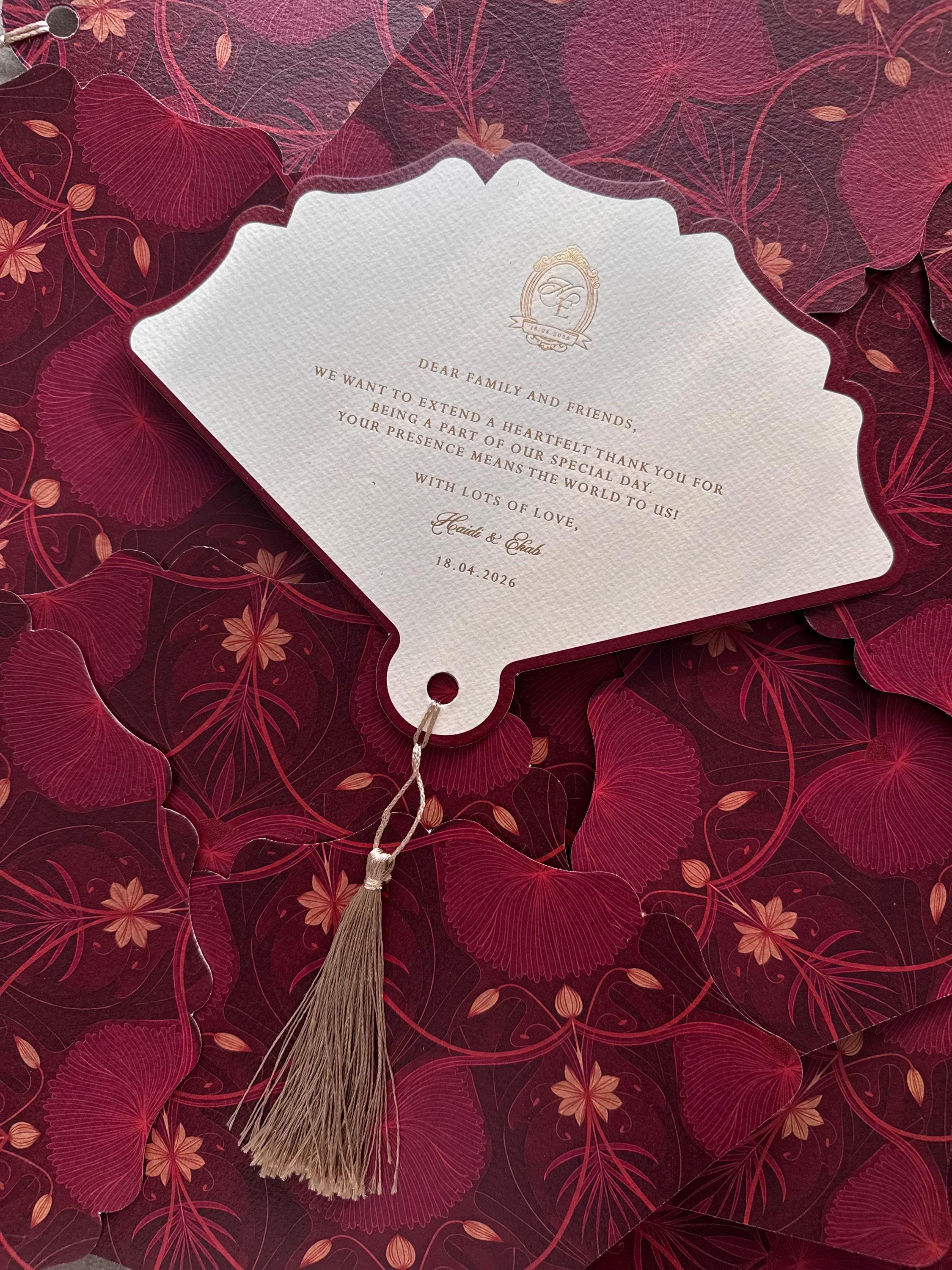 Customized Patterned Burgundy Wedding Paper Fans, Printed Wedding Fans ...