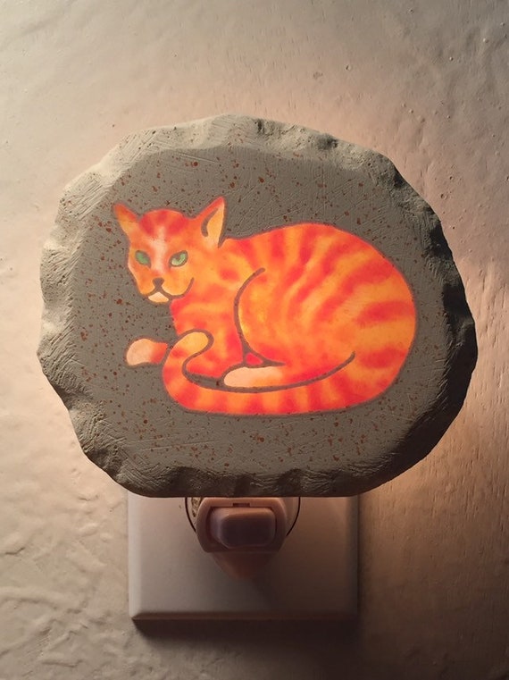 Orange Cat With Green Eyes Large 4 Watt Night Light With | Etsy