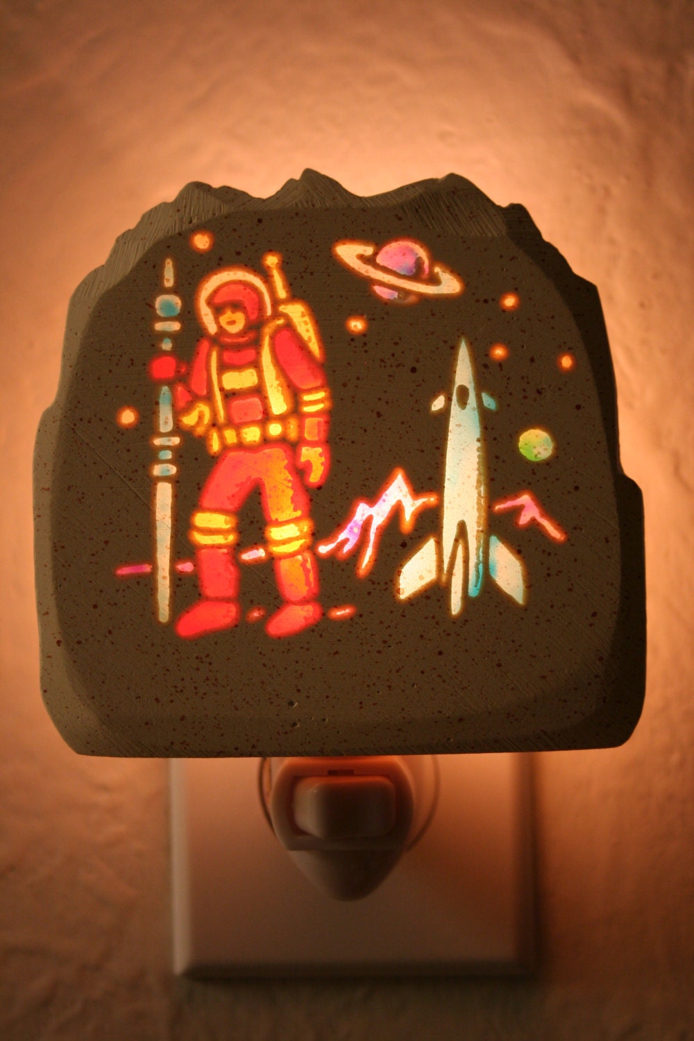 Retro Space Man and Rocket Ship Night Light 4564 - Etsy