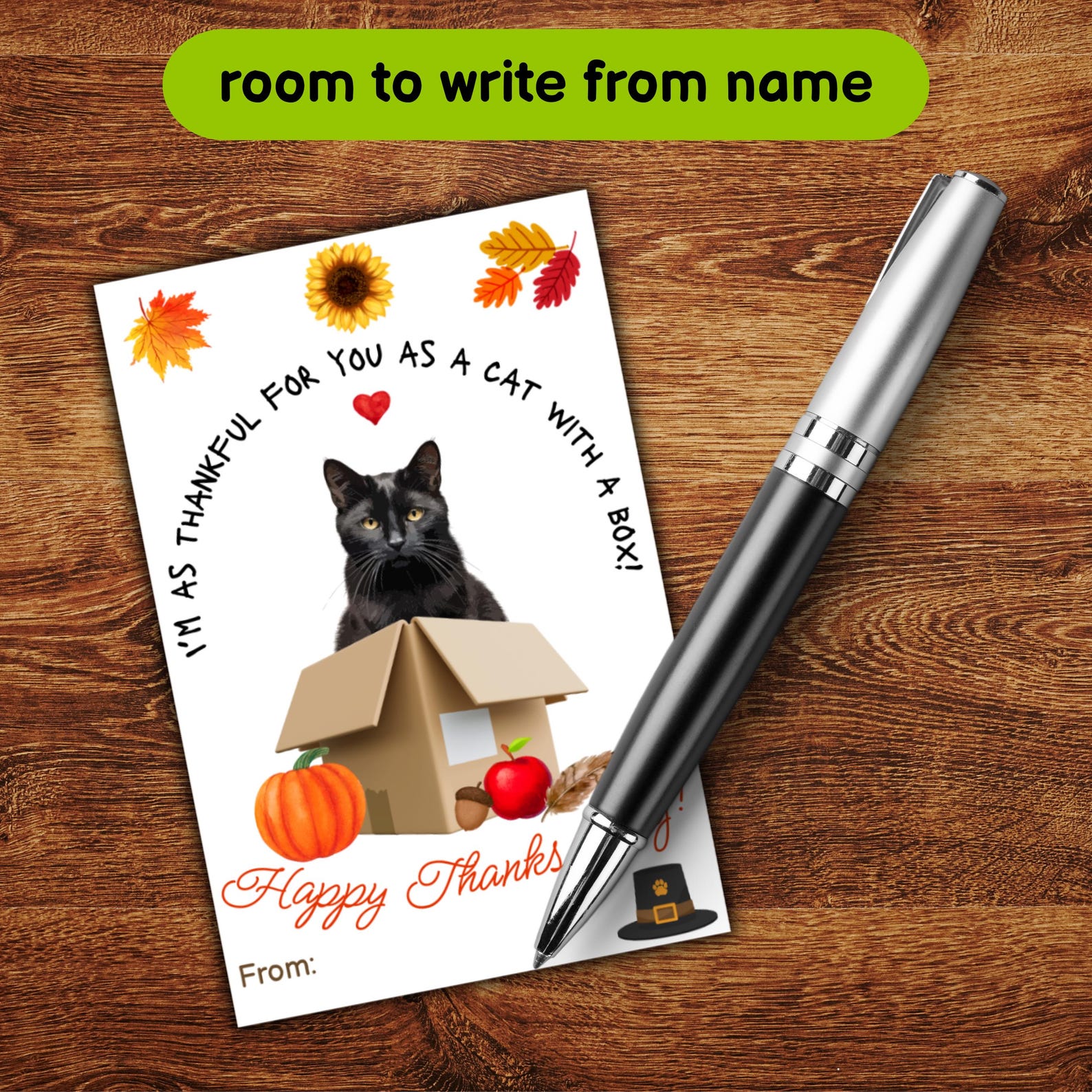 Funny Thanksgiving Cat Gift Tag for Cat Lover, Printable DIGITAL ...