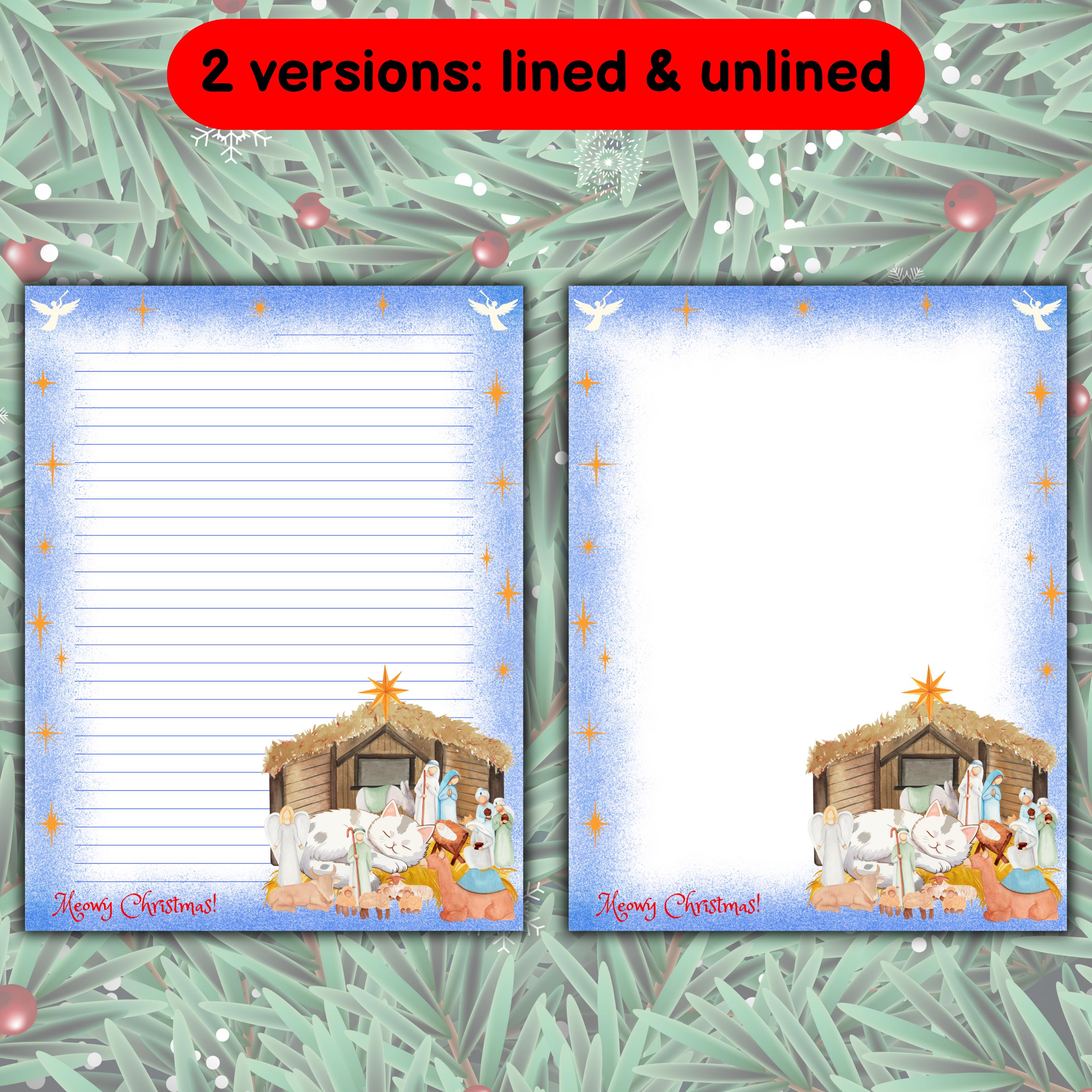 Christmas Nativity Cat Stationery Letter Writing Paper With Meowy ...
