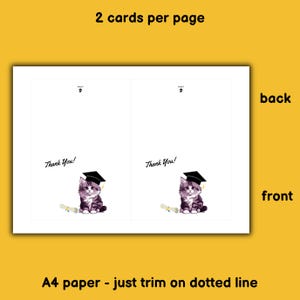 Graduation Thank You Card, Graduation Thank You Note, Graduate Cat, Cat ...