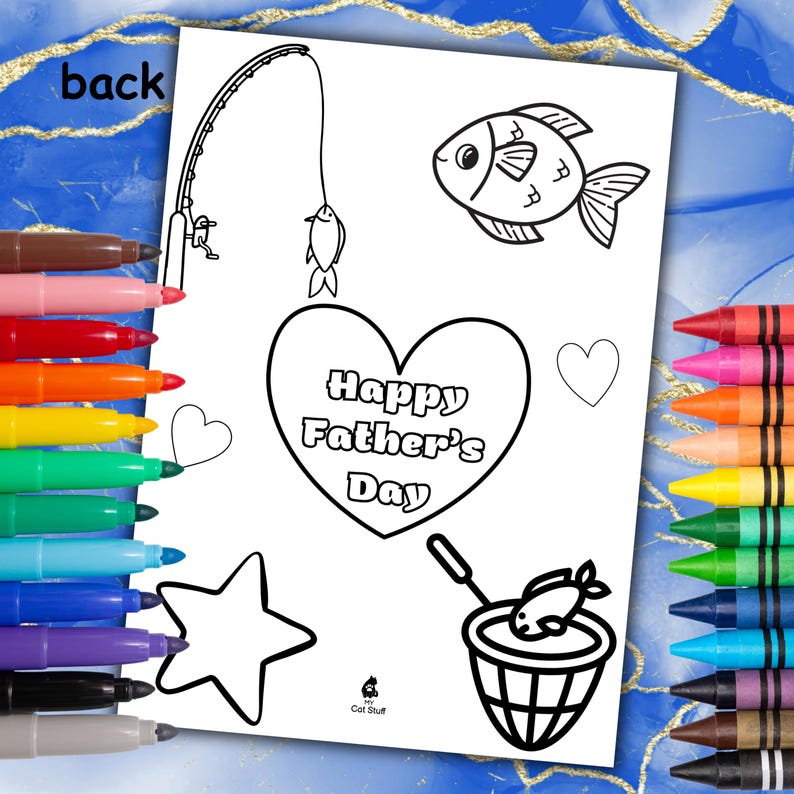 Father's Day Coloring Card, Kid Color Card, Tiger-rific Dad Card, Cat ...