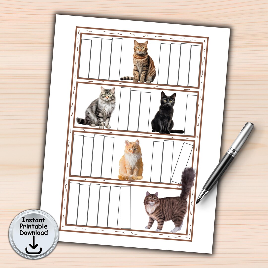 Cat Bookshelf Book Reading Log Tracker for Bookish Cat Lover's Reading ...