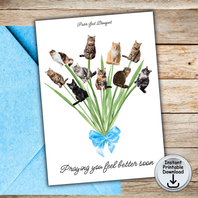 Get Well Card, Cat Lover Card, Praying You Feel Better Soon ...
