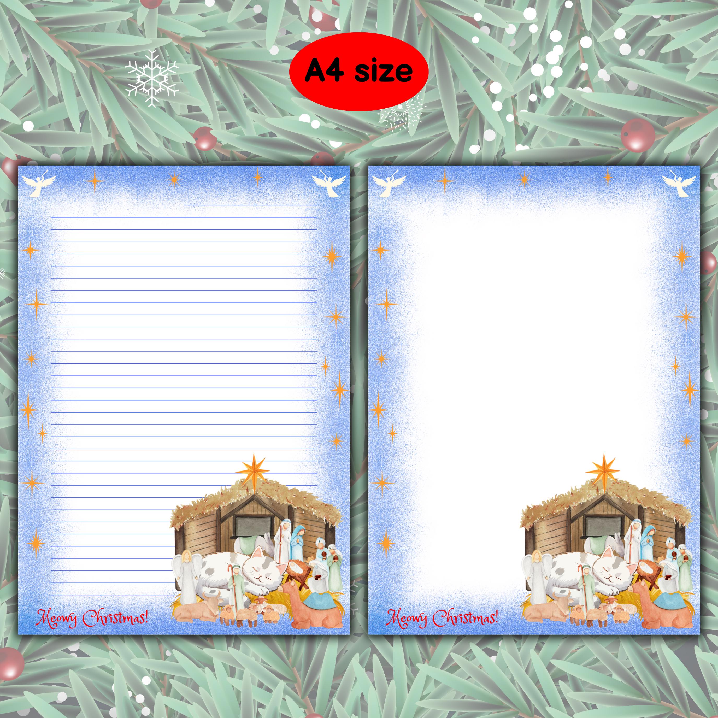 Christmas Nativity Cat Stationery Letter Writing Paper With Meowy ...