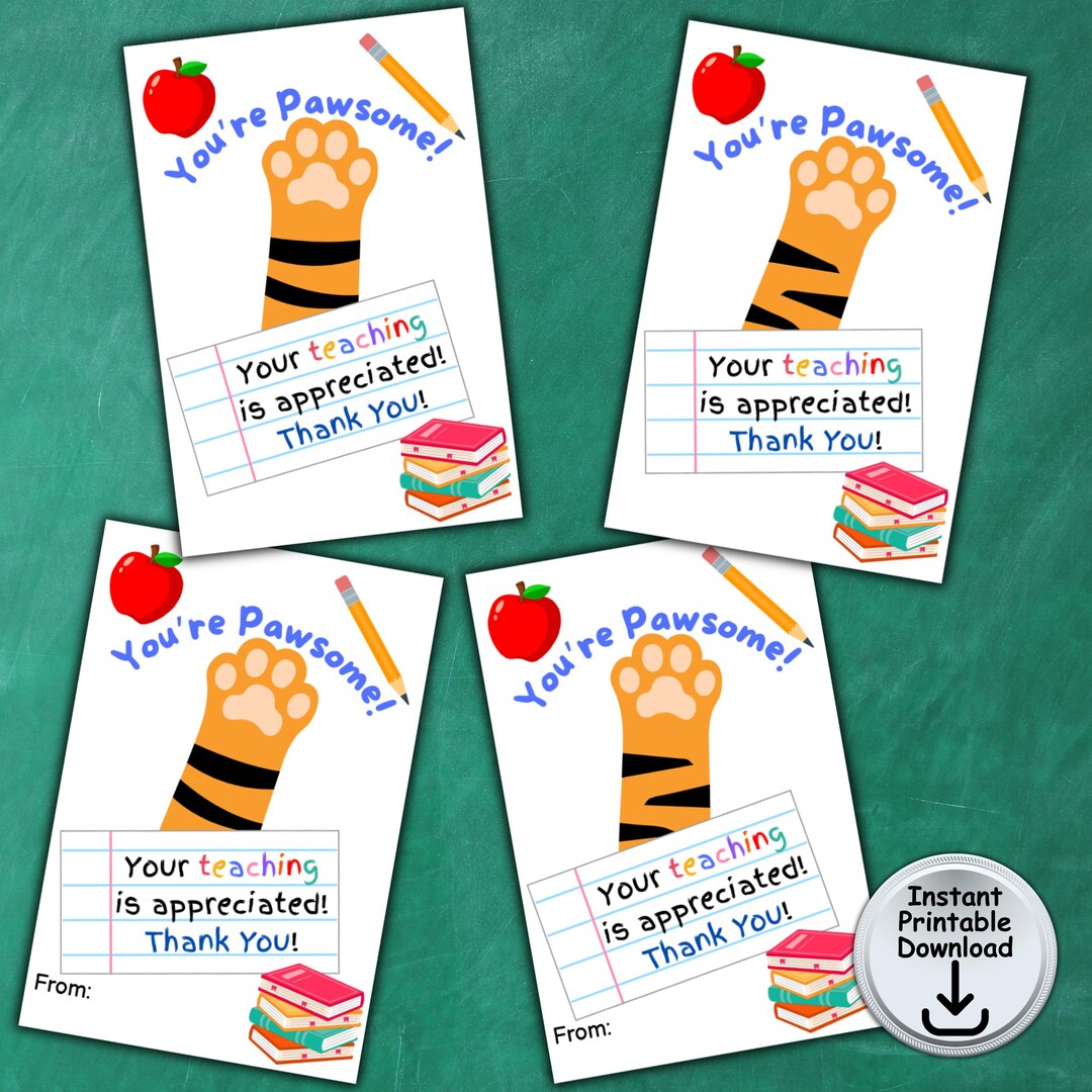 Tiger Teacher Appreciation Gift Tag, Teacher Gift Tag, Teacher Thank ...