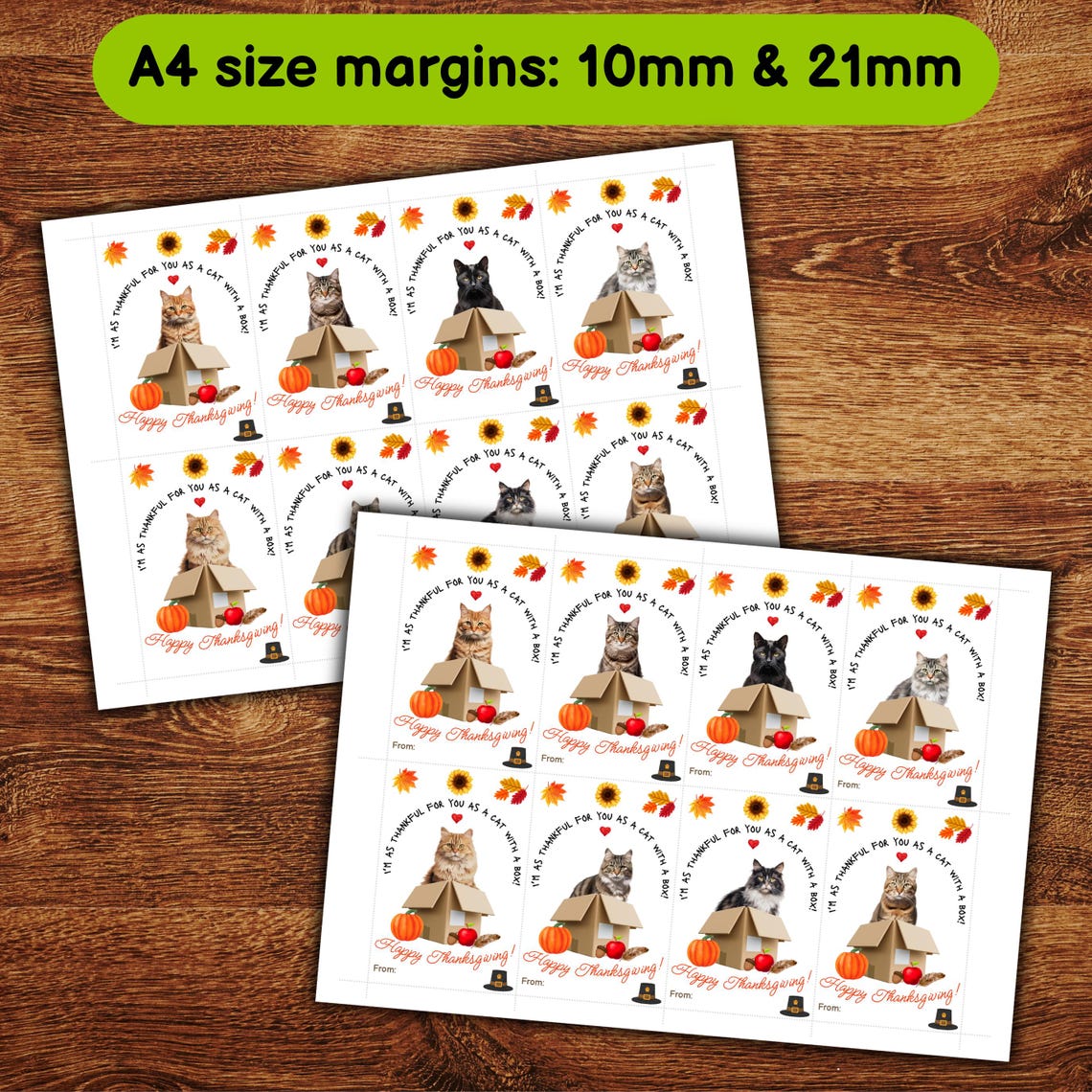 Funny Thanksgiving Cat Gift Tag for Cat Lover, Printable DIGITAL ...
