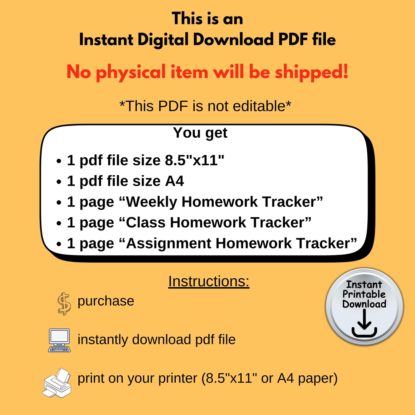 Homework Tracker, Student Planner Page, Assignment Log, Homework ...