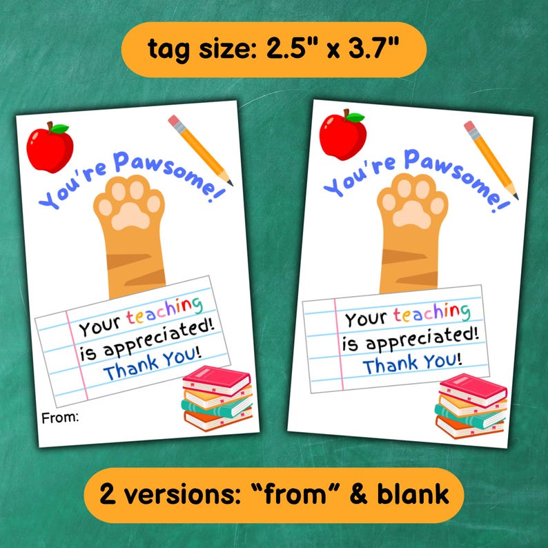 Teacher Appreciation Gift Tag, Teacher Gift Tag, Teacher Thank You Tag ...