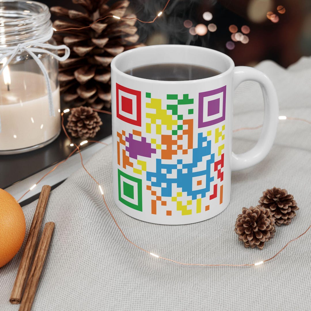 Rainbow QR Code Mug LGBTQ+ Pride Coffee Cup 11oz 15oz Unique QR Code ...