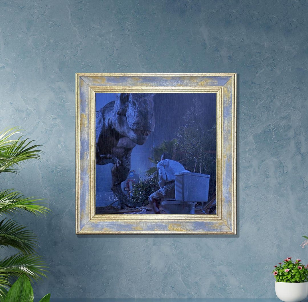 Jurassic Park Toilet Scene Framed Print, Tyrannosaurus Rex Wall Art ...