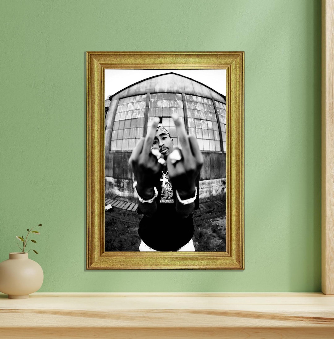 American Rapper Middle Finger Vintage Framed Wall Art - Bold Hip-hop ...