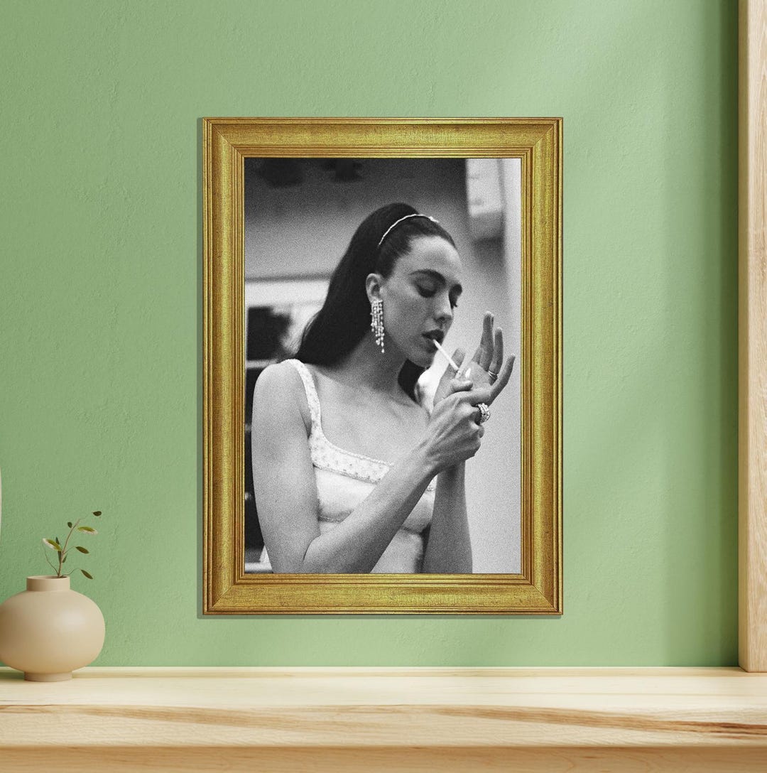 Margaret Qualley Smoke Vintage Framed Print, Retro Hollywood Wall Art ...