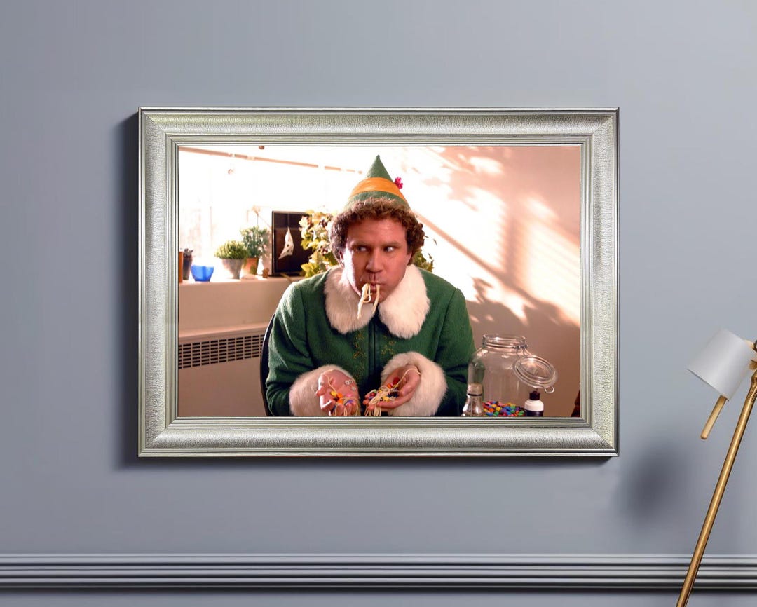 Elf Buddy Eating Spaghetti Vintage Framed Print Funny Christmas Movie ...