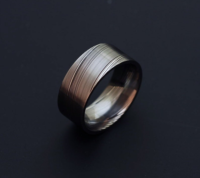 Genuine Stainless Damascus Steel Mens Ring Width 9mm PD80 - Etsy
