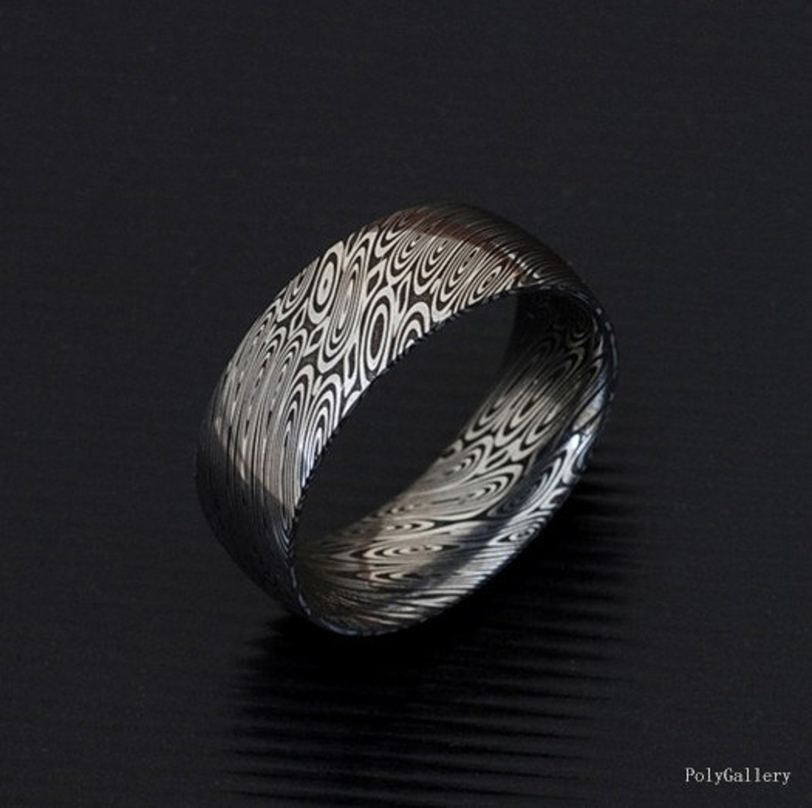 Genuine Stainless Damascus Steel Mens Ring Pd18 Etsy