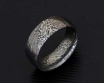 Genuine Stainless Damascus Steel Mens Ring Face Damascus | Etsy