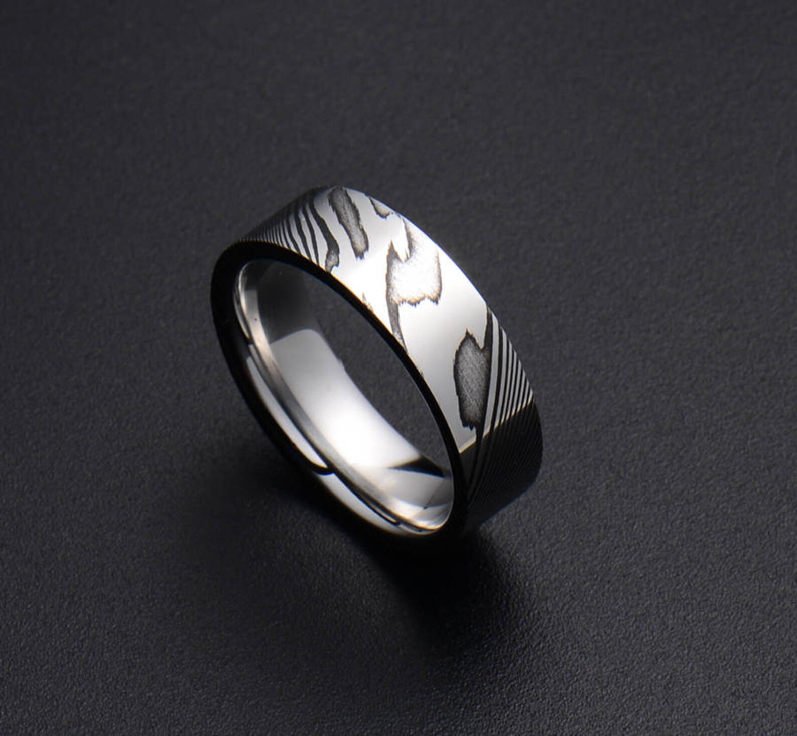 Genuine Stainless Damascus Steel Mens Ring Pd103 Etsy