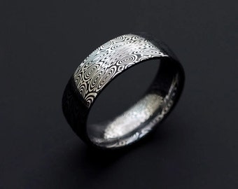 Genuine Stainless Damascus Steel Mens Ring Face Damascus | Etsy