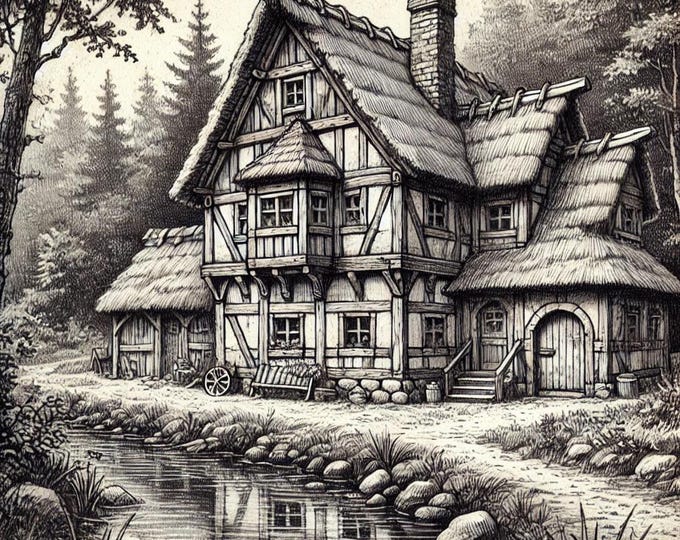 Medieval House Hidden Pictures Pencil Drawing - Etsy
