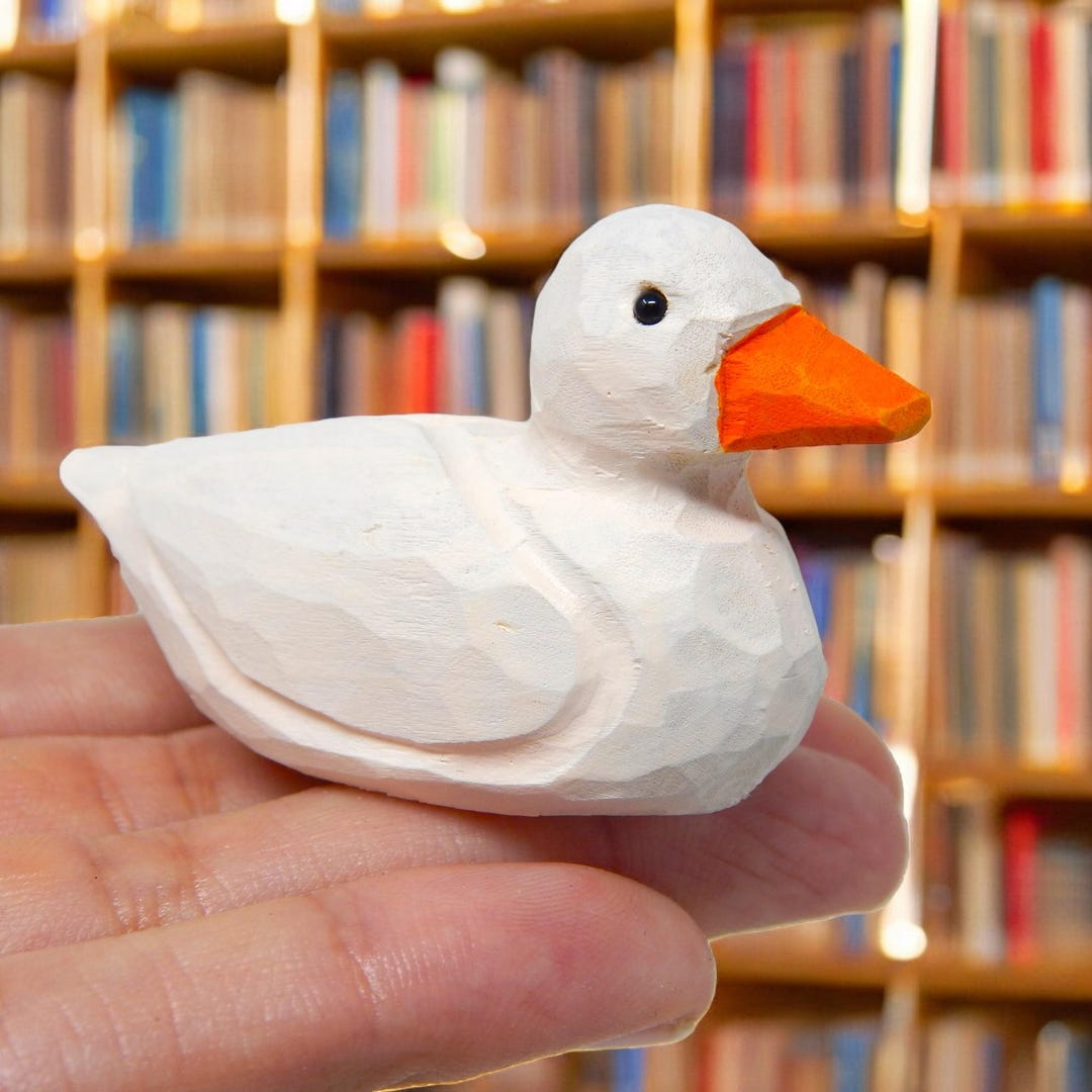 Wood Pekin Duck Figurine Wood Statue Miniature Handmade Art Decoy Mini ...