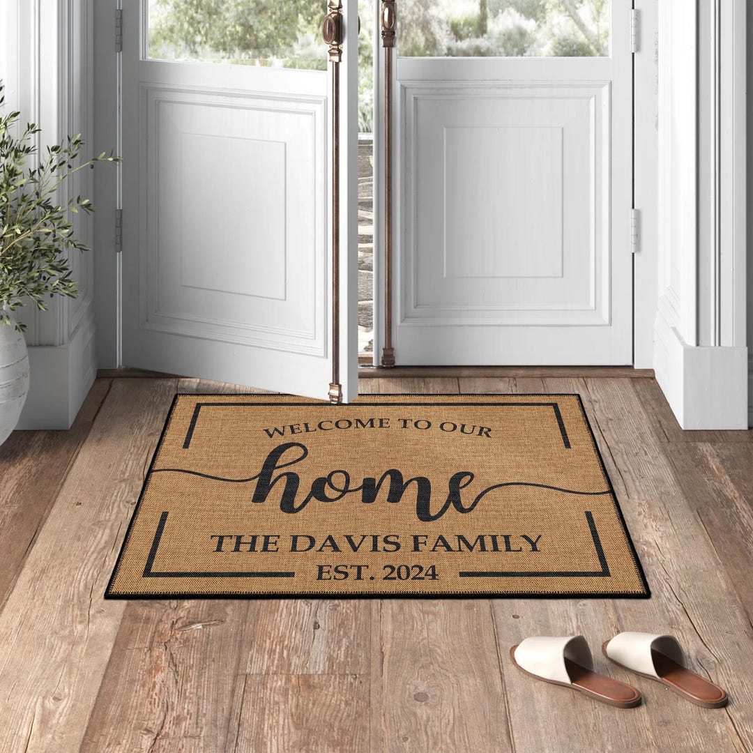 Personalized Door Mat, Custom Entryway Rug, Family Name Doormat ...
