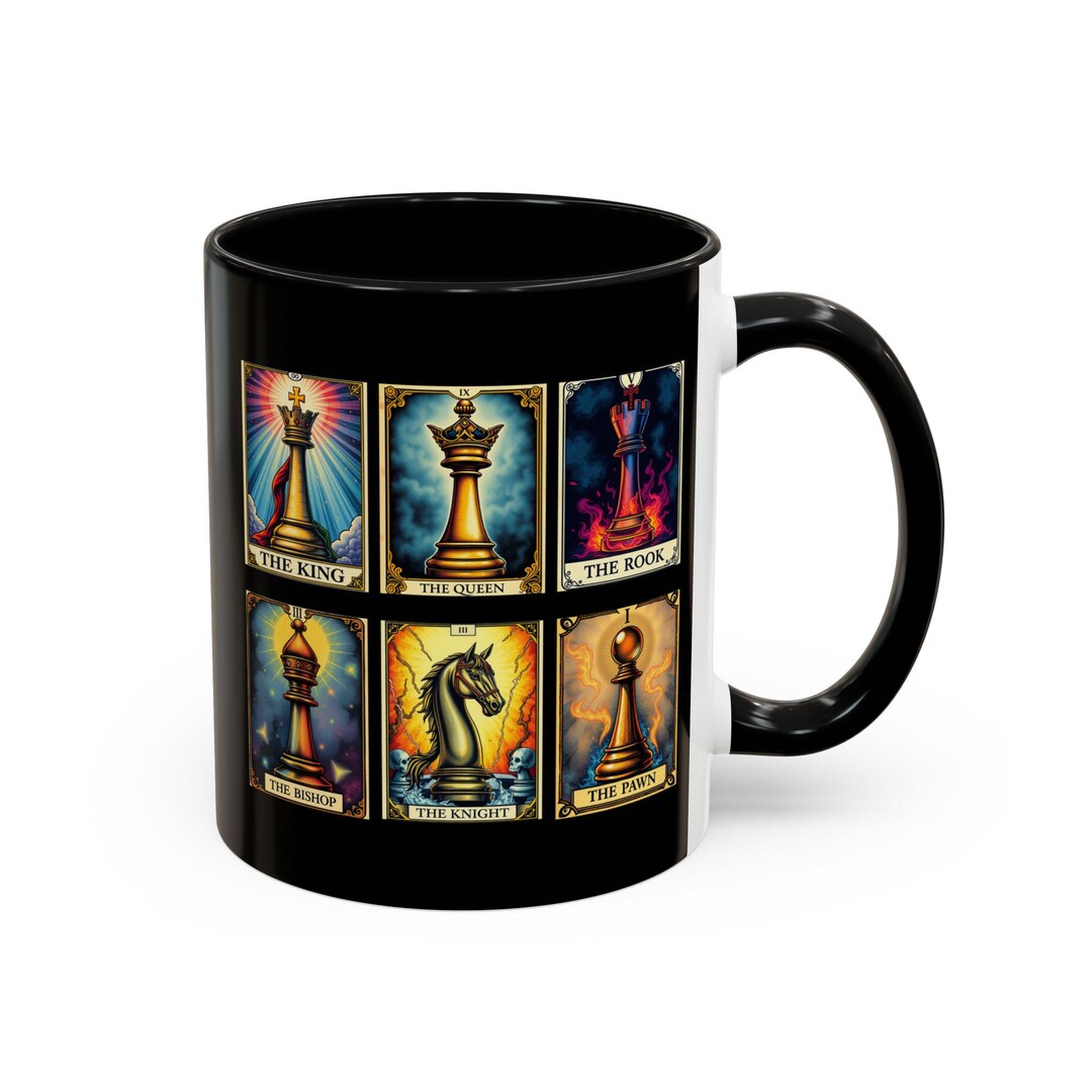 Chess Mug, Tarot Cards With Chess Pieces, Mystic Tea Cup, Ceramic Mug ...