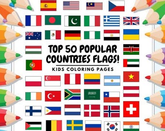 National Flags Coloring Pages: 193 Countries, Homeschool (PDF) - Etsy