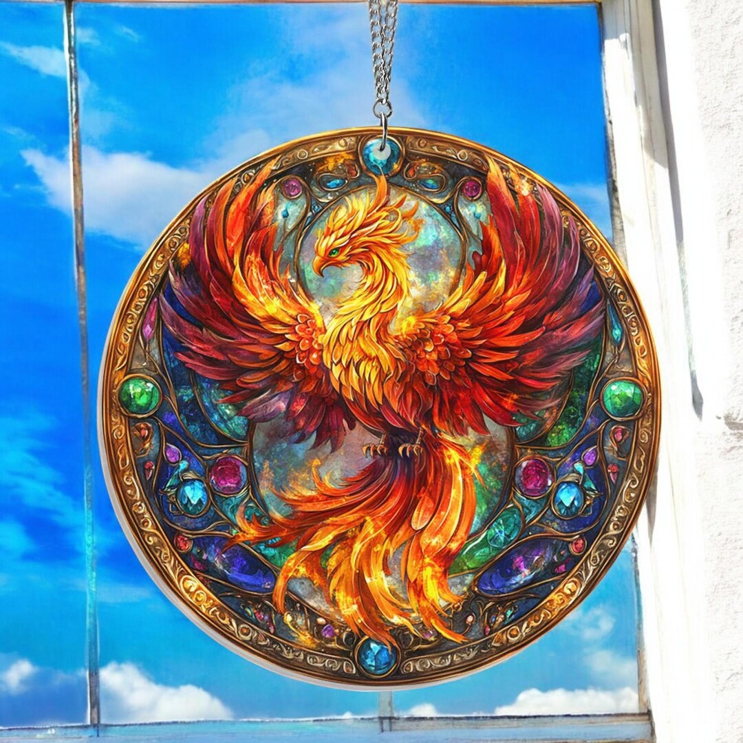 Phoenix Suncatcher, Phoenix Ornament, Firebird Window Decor, Custom ...